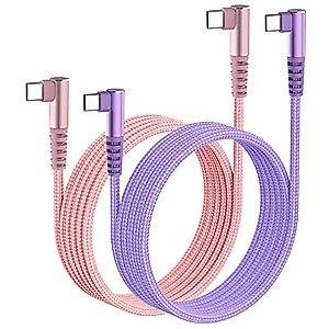 USB C to USB C Cable 100W 2Pack 90 Degree USB Type C Charging Cable 10FT Right Angle USB Type C to Type C Cable Fast Charging for MacBook Pro 2021 Samsung Galaxy S22/21/20 Pixel 6 (10FT, Colorful)
