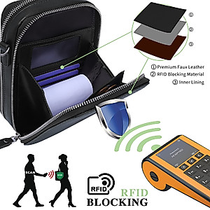 Crossbody Bags for Women, Women Wallet in Rhombus Embossed Pattern with RFID Blocking Can Fit Most Phone (Black)