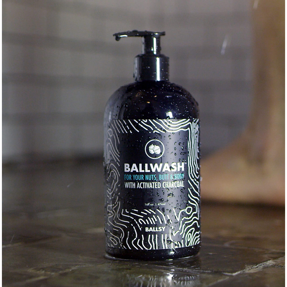 Ballsy Ballwash Charcoal Body Wash for Men - Moisturizing Men’s Bodywash with Coconut Oil – Soap for Men & Great for your Most Intimate Areas, 16 Oz with Pump
