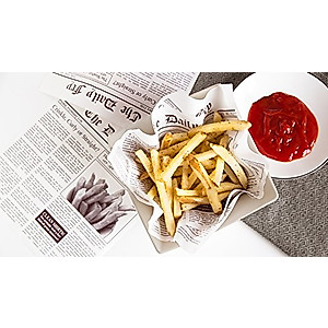 Fox Run French Fry Wax Paper Liners, Newsprint, 24-Count