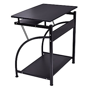 ADTEST , Gaming Table with Movable Keyboard Tray& CPU Holder, Workstation Made of P2 Environmental Material, Black
