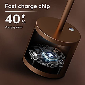 Sikevht 2 Pack Cordless LED Table Lamp, Fast Charge chip，Rechargeable Desk Lamps, 3-Levels Brightness LED Metal USB Table Light for Restaurant/Bedroom/Outdoor/Bar/Coffee Shop (2 Pack Brown)
