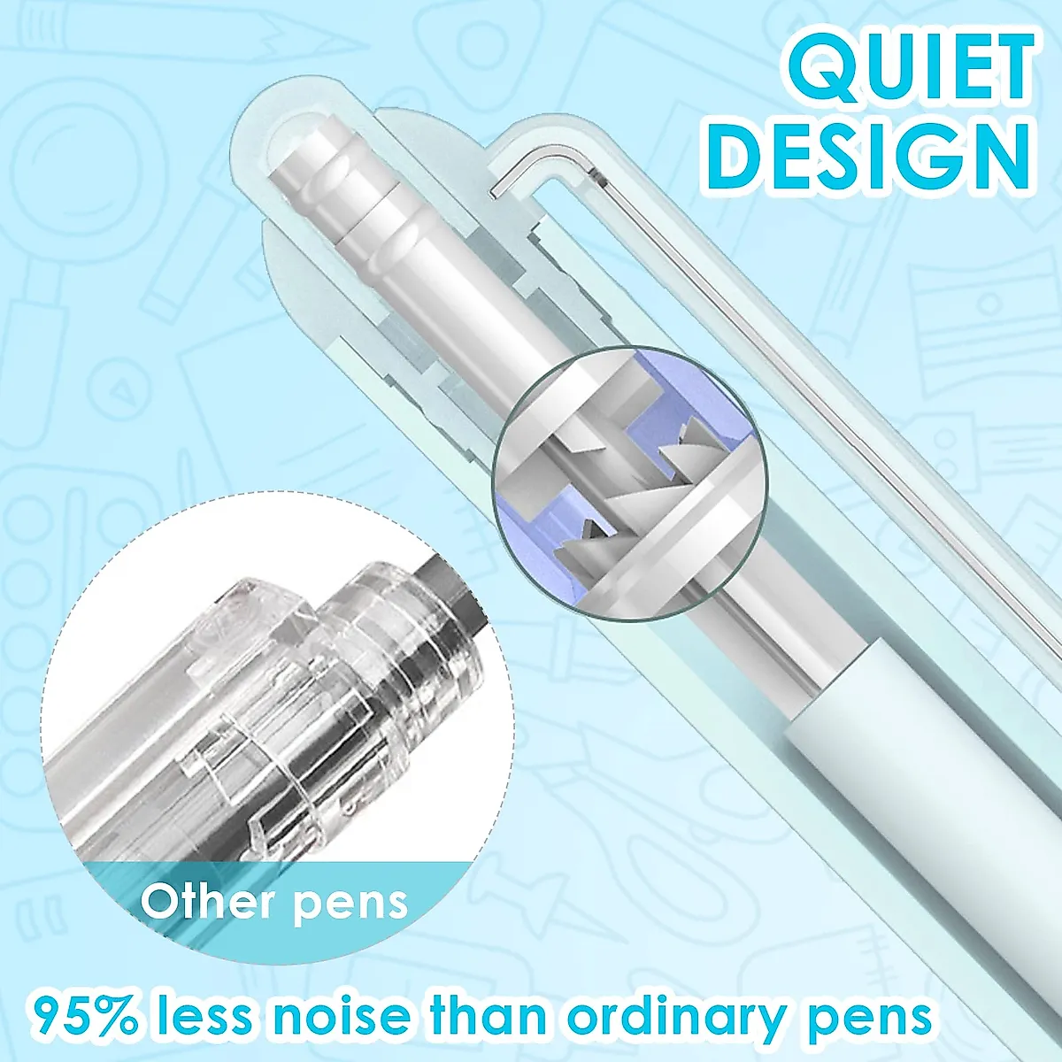 cobee Retractable Gel Ink Pens, 6 Pack 0.5mm Fine Point Black Ink Ballpoint Pen with Super Soft Grip, Quick Drying Writing Pen, Cute Ball Point Pens for Office School Supplies Drawing, Smooth Writing