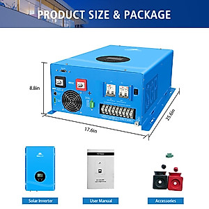UL1741 12000W DC 48V MPPT Solar Inverter Charger,Low Frequency Pure Sine Wave Split Phase Inverter AC Input 240V to Output 120V / 240V, with 80A AC Charger, Off Grid Inverter Made by SUNGOLDPOWER