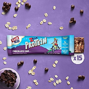 CLIF Kid Zbar Protein - Chocolate Chip - Crispy Whole Grain Snack Bars - Made with Organic Oats - Non-GMO - 5g Protein - 1.27 oz. (15 Pack)