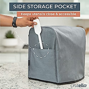 Crutello Stand Mixer Cover with Storage Pockets for 5-8 Quart Mixers - Small Appliance Dust Covers, Compatible with Kitchen Aid Covers, Kitchenaid 7qt Mixer Dust Cover