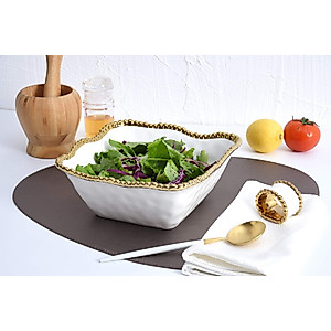 Pampa Bay Golden Salerno Porcelain Medium Square Salad Bowl