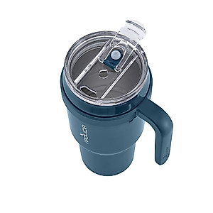 REDUCE 40 oz Stainless Steel Tumbler with Handle - Dual-Wall Vacuum Insulated Travel Mug, Sweat-Proof Lid & Reusable Straw - Keeps Drinks Cold for 24 Hrs, Fits Cupholders, Dishwasher Safe - Dark Web