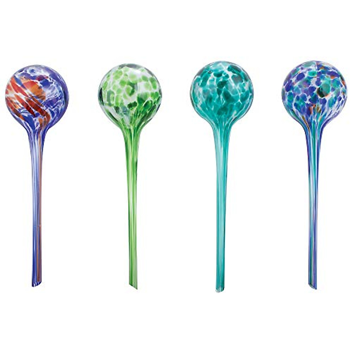 Wyndham House 4 Piece Plant Watering Globe Set, Colorful Hand-Blown Glass, Automatic Watering System
