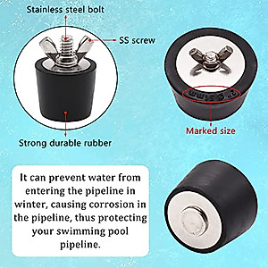 Aienxn 3 Sizes (1 inch, 1.5 inch, 2 inch) Rubber Skimmer Plugs Pool Return Plugs and 1PCS 1.5" Threaded Pool Return Pool Plug for Inground Pool Above Ground Pool Winter Pool Q-K1-041