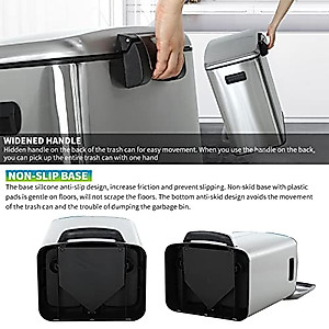 Bigacc Metal Dual Step Trash Can 10 Gallon/40L Stainless-Steel Garbage Can with Soft-Close Lid Anti-Fingerprint Mute Designed Trash Bin Trash Can for Kitchen,Bathroom,Restroom Office, Silver