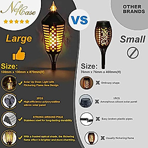 NefCase Illuminate Your Outdoor Space Solar Tiki Torches - 6 Pack of 40 Waterproof Torches with Flickering Flames for Yard, Deck, Garden, and Patio Decoration