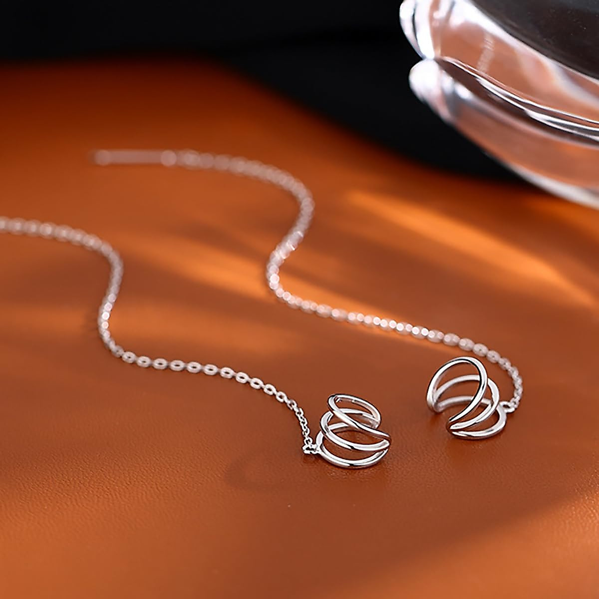 SLUYNZ 925 Sterling Silver Ear Cuff Earrings Chain for Women Crawler Earrings Wrap Helix Climber Earrings (A-Silver)