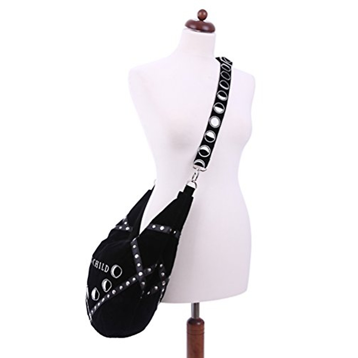 Restyle Moon Child Velvet Hobo Gothic Punk Occult Wicca Day Crossbody Bag Sack