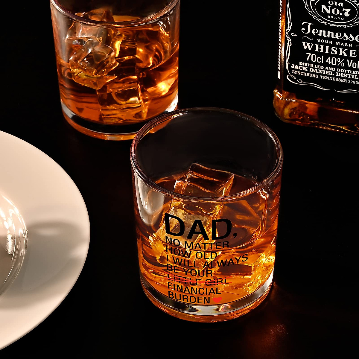DAZLUTE Funny Whiskey Glass Gifts for Dad, Father’s Day Gifts Birthday Present Christmas Gifts for Dad Father Papa Daddy, Father Gifts Dad Gifts from Daughter, 10Oz Old Fashioned Glass