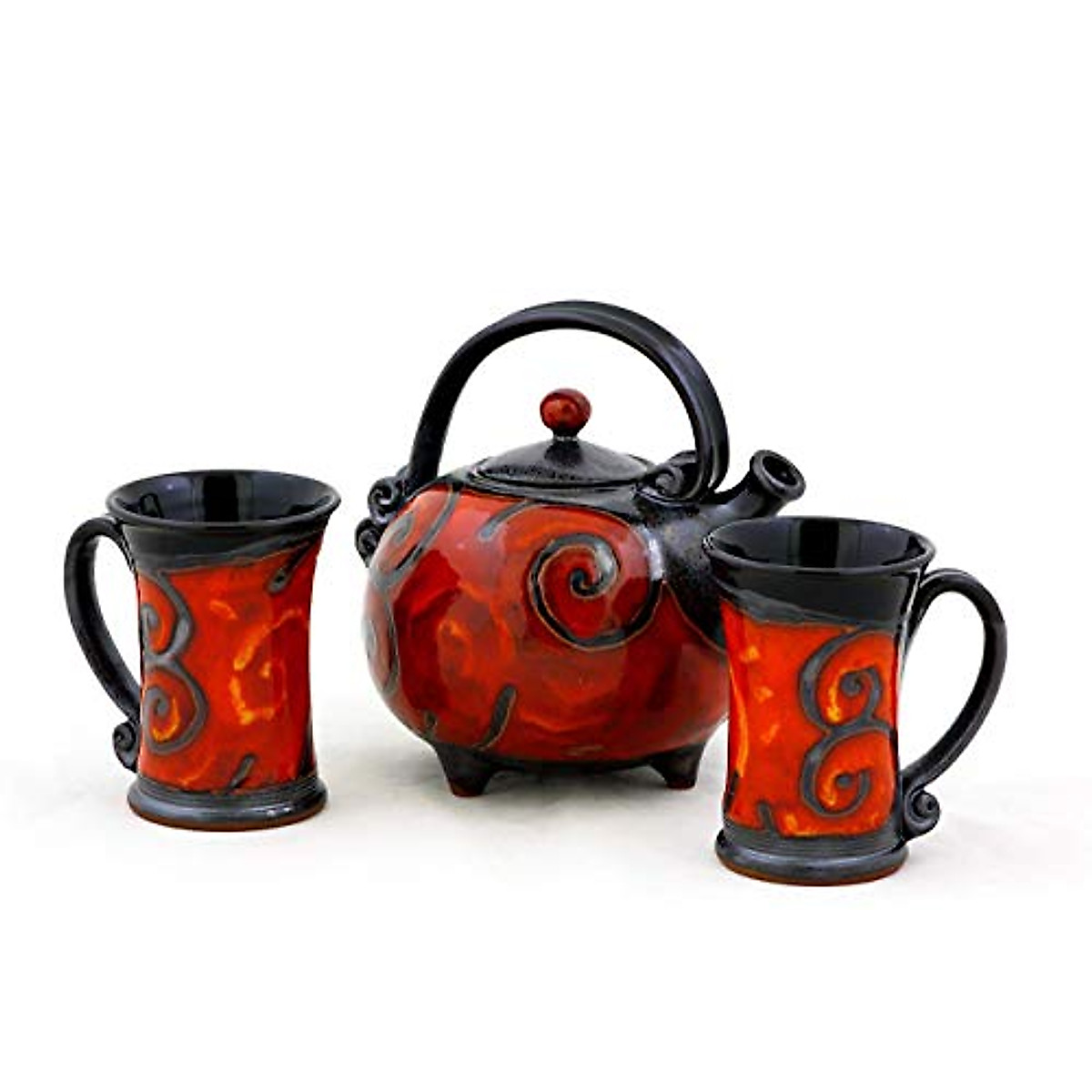 Handmade Pottery Teapot, Red and Black Serving Teapot, Stoneware Teapot, Kitchen decor, Handmade teapot, Pottery kettle, Tri Ushi