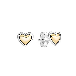 Domed Golden Heart Stud Earring