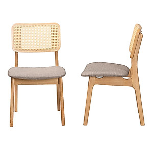 Baxton Studio Dannon Dining Chairs, Set of 2, Grey/Natural Oak/Light Brown