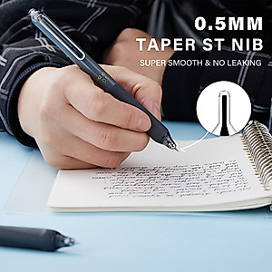 ParKoo Gel Pens Quick Dry Ink Fine Point 0.5mm, Retractable Rolling Ball Black Ink, Click Silent Pens Set for Journaling Notetaking Drawing Sketching Smooth Writing Non Bleed 12pcs