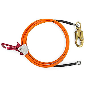 Happybuy Steel Wire Core Flip Line Kit 1/2" X 8' Wire Core Flipline with Triple Lock Carabiner and Steel Swivel Snap Wire Core Flipline System for Arborists Climbers Tree Climbers