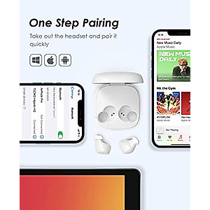 Tecno True Wireless Earbuds Noise Cancelling, Wireless Bluetooth Headphone with Microphone, Wireless in Ear Earbuds with Charging Case, Touch Control Waterproof with Mic Deep Bass for Sport White, H2