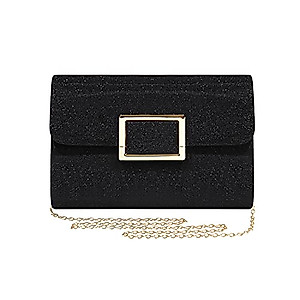 Mulian LilY Dazzling Clutch Bag Evening Bag With Detachable Chain Party Prom Bag Wedding Purses Black E624