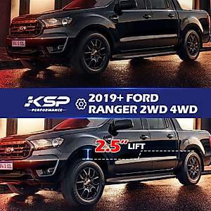 KSP Ranger Leveling Lift Kits, 2.5inch Front Strut Spacer Compatible with Ranger 2WD 4WD 2019-2022, Forged Aircraft Aluminum Suspension Level Kits Raise 2.5" on Pickup with 255/265/285 Tires