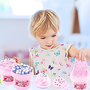 Fluffy Slime Kit, 6.8oz Pink Unicorn DIY Slime Kit for Girls and Boys, Soft & Non-Stick Stress Relief Toy, Kids Education Party Favor, Idea Gift for Birthday Easter Christmas New Year