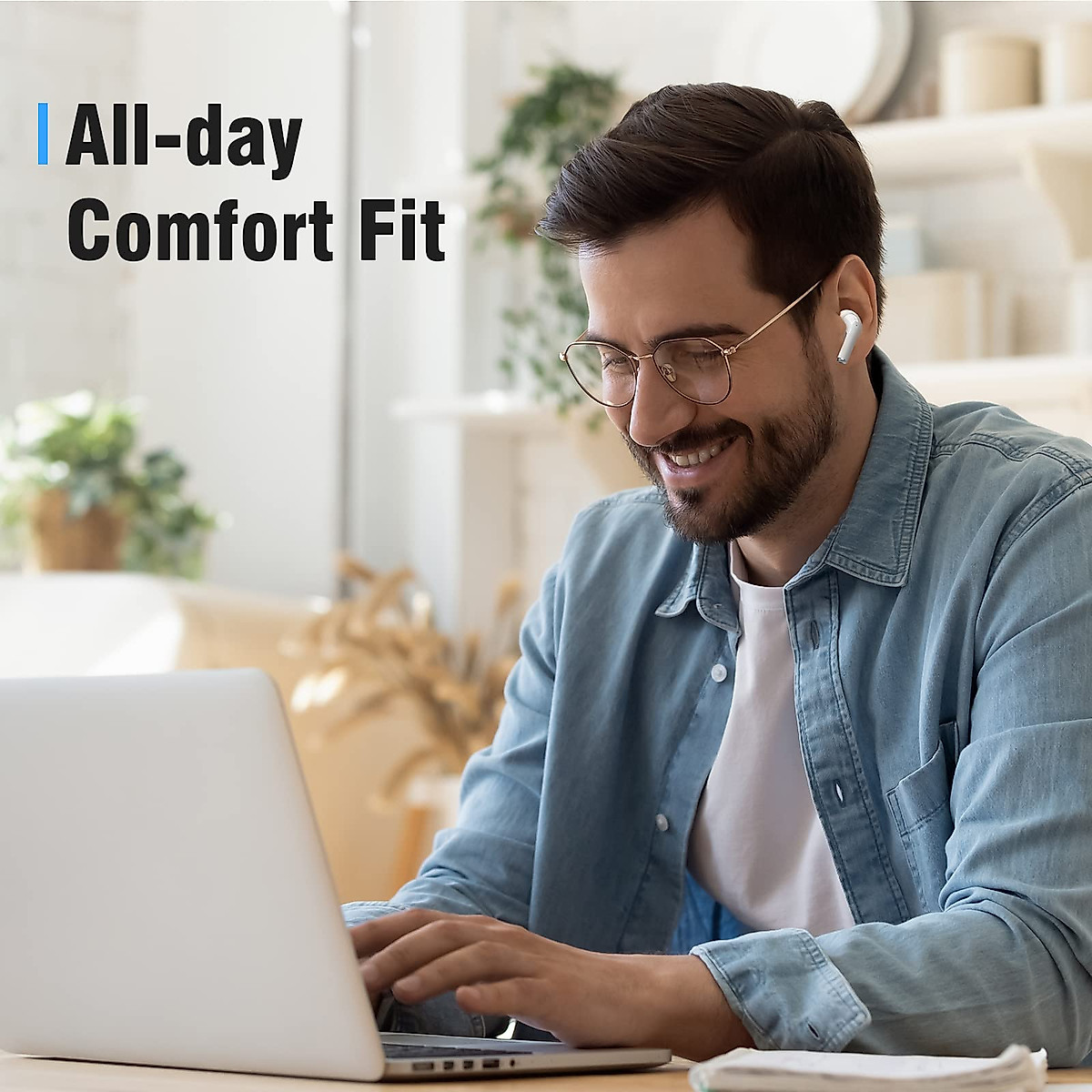 Chof A3 Wireless Earbuds Bluetooth Call Noise Cancelling Ear Buds with Microphones, Auto Pairing in Ear Headphones, 36H Playtime, Premium Stereo Earphones for Sport Home Office Pink