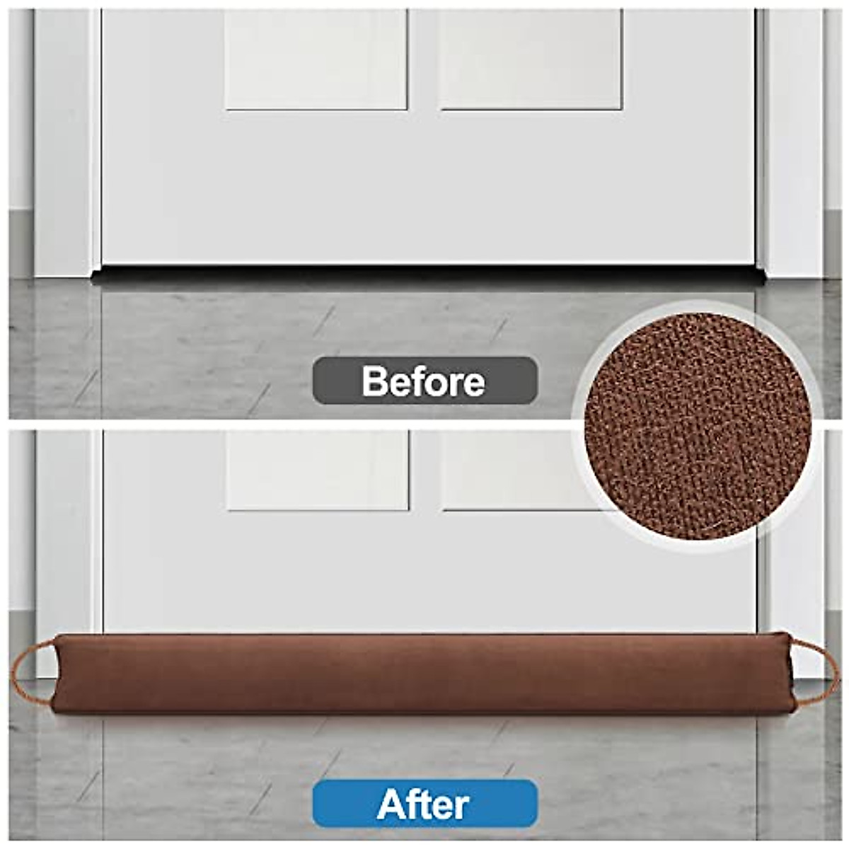 CIMA 36" Weighted Under Door Draft Stopper, Bottom Door Seal Sound Wind Blocker Weather Stripping (Brown, 36 inch, 2.0 LBS)