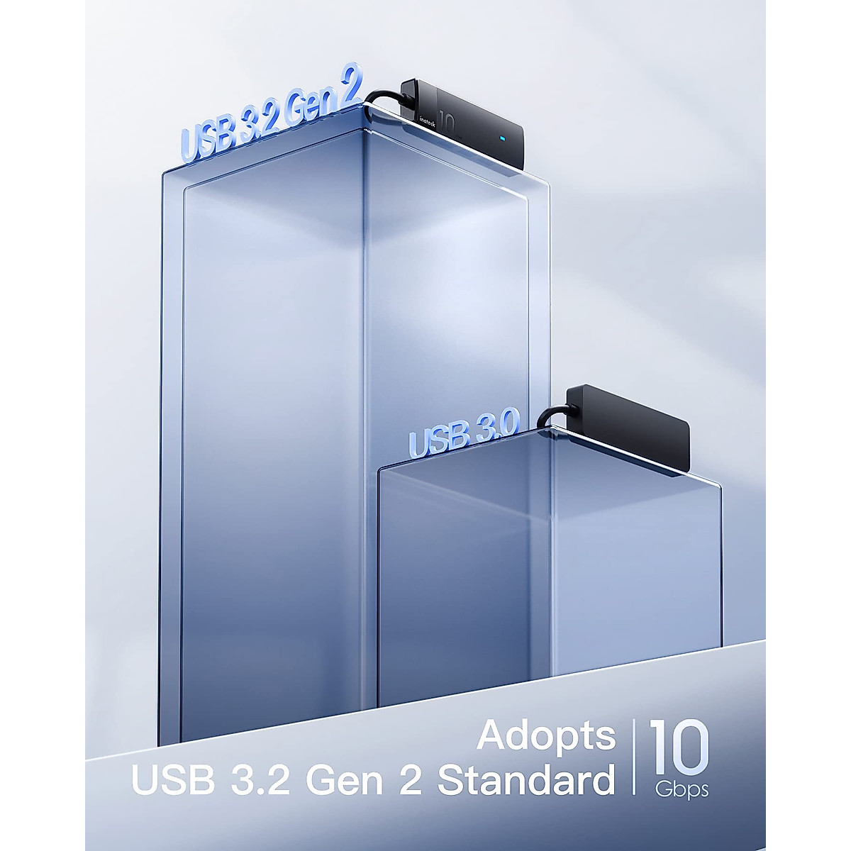 Inateck USB 3.2 Gen 2 USB A Hub 10Gbps Bundle Product,HB2025A and HB2025AL