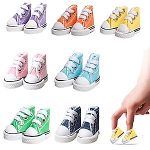 Mimeela 7 Pairs Mini Finger Shoes, Cool Mini Skateboard Shoes for Finger Breakdance, Fingerboard, Elf Shoes Doll Shoes, Used As Making Shoe Keychains and Sneakers for Birds