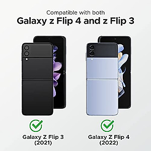 CASESTAR Military Armor Series Case for Samsung Galaxy Z Flip 4 / Z Flip 3，Build-in Kickstand & Camera Protection Sliding Cover - (Metallic Black)