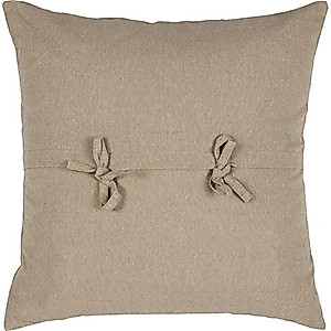 VHC Brands Sawyer Mill Pig Nature Print Chambray Cotton Farmhouse Bedding Stenciled Square 18x18 Filled Pillow, One Size, Khaki Tan