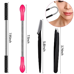 6 Pieces Spring Facial Hair Remover with Eyebrow Remover Trimmer Beveled Tweezers Threading Hair Removal Face Epilator Tool for Women Removes Hair on The Upper Lip Chin Cheeks