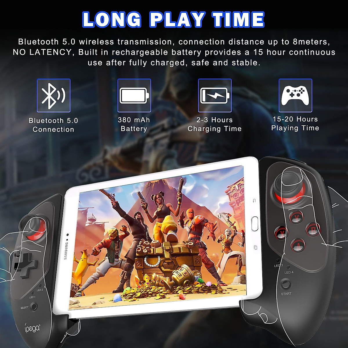 Megadream Wireless Mobile Controller for iPad, Tablet (11"), iPhone 16/15/14/13, Android Gamepad for Galaxy Z Fold4, Galaxy Z Flip4, Galaxy S23 S22 21Ultra, PC - MFi Certified - Call of Duty - Genshin Impact, Black