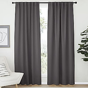 NICETOWN Light Reducing Curtain Panels Window Draperies - (Grey Color) 52x84 inch, 2 Pieces, Insulating Room Darkening Drapes for Bedroom
