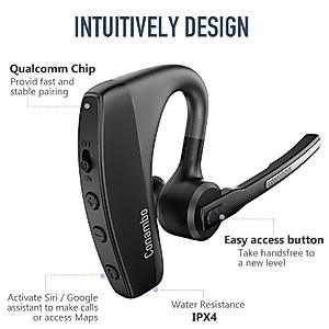 Conambo Bluetooth Headset 5.1, aptX HD 16 Hrs Talktime Bluetooth Earpiece with Microphone Noise Cancelling Wireless Headphones for Cell Phones Business Trucker Office