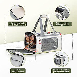 Pawaii Cat Carrier with ID Tag, TSA Airline Approved Cat Carrier, Soft Sided Collapsible Pet Travel Carrier, Foldable Cat Travel Bag, Protable, Comfortable, Convenient Pet Travel Carrier