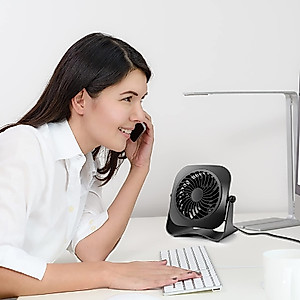 4 Inch Mini USB Desk Fan Quiet, 2 Speeds, Lower Noise, USB Powered, 360° Up and Down, 3.8 ft Cable, Powerful Desktop Fan for Home Office Room