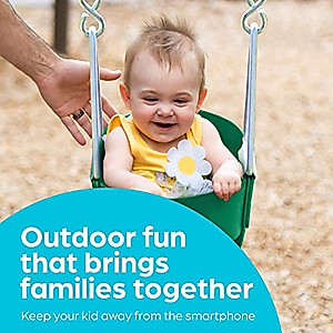 Jungle Gym Kingdom Toddler Swing - Heavy Duty, High Back, Full Bucket Baby Swing Seat with Coated Chains for Outdoor Use - Fully Assembled - Green