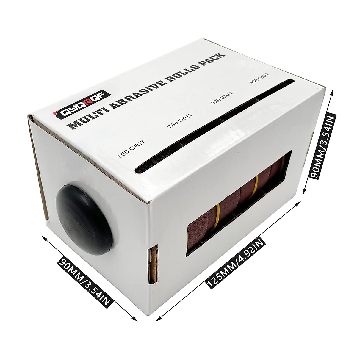 QYQRQF Emery Cloth Roll, 4 Grits Abrasive Sandpaper Rolls Assorted Sand Paper with Dispenser for Woodworking Automotive Metal Polishing, 150 240 320 400 Grits Per Roll 6 Meters