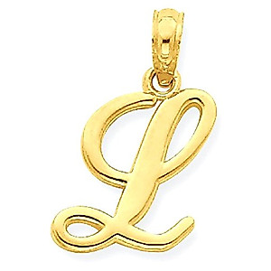14K Yellow Gold Dainty Letter L Initial Name Monogram Necklace Charm Pendant Only