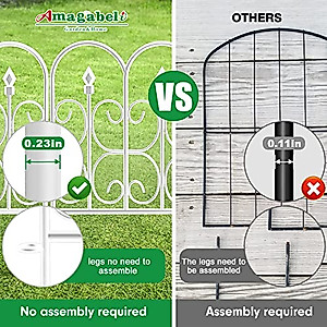 Amagabeli 5 Panel Decorative White Garden Fence 10ft(L) x32in(H) Total Animal Barrier for Dog Coated Metal Rustproof Iron Wire Border Folding Patio Garden Fencing Flower Bed Section Edging ET302