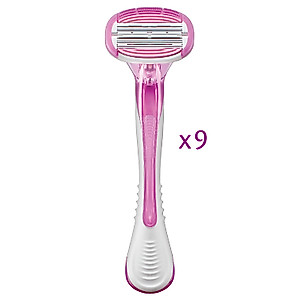 Pure Silk Contour 6 Premium Disposable Razor Value Pack Bundle (3 Packs/9 Total Razors)