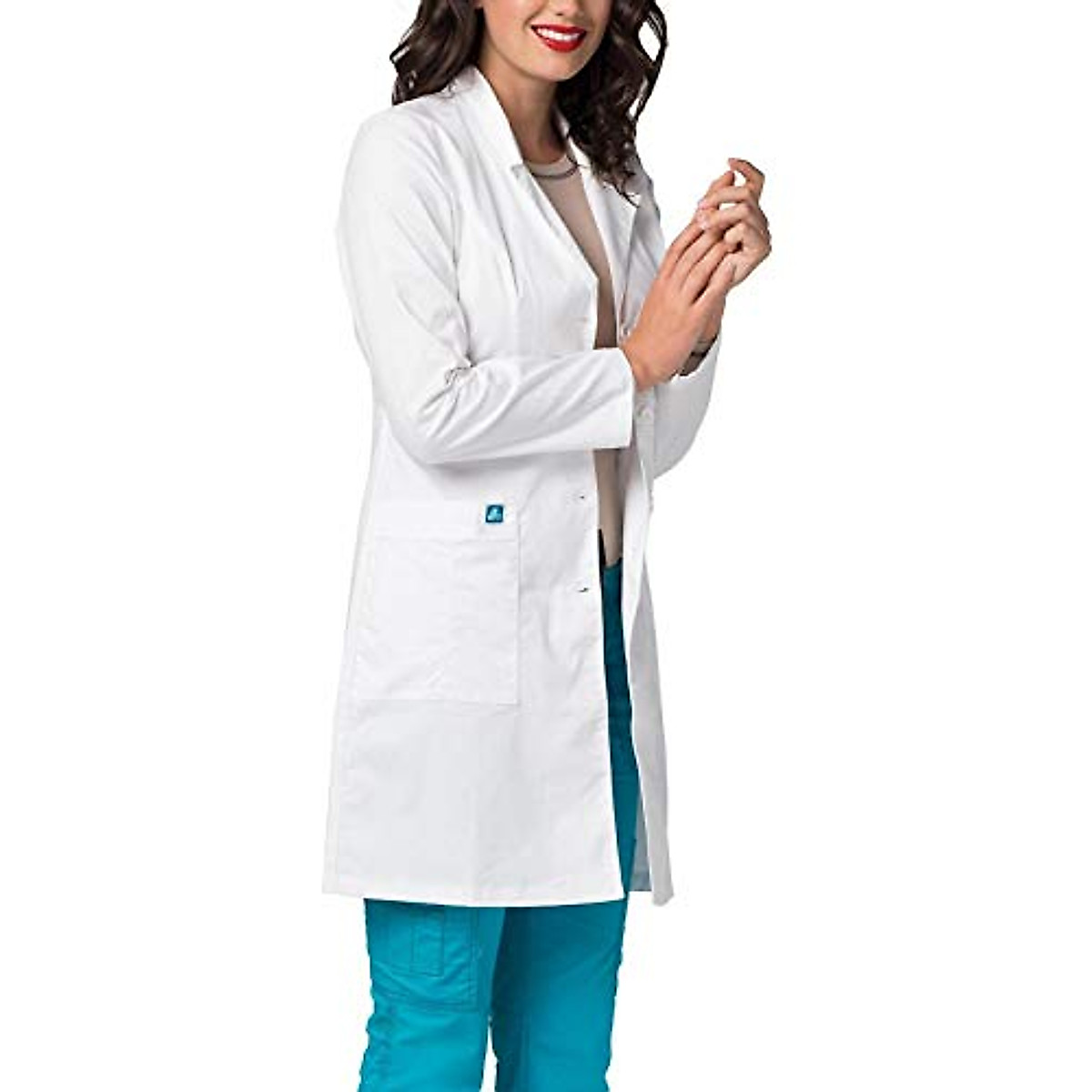 Adar Universal Stretch Lab Coat for Women - 36" Tab-Waist Lab Coat - 3304 - White - M