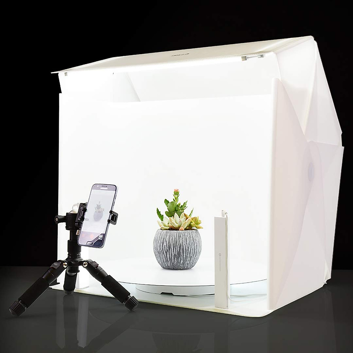 Foldio3 + 360 Studio Fullset (25inch Photo lightbox Studio with 10inch 360 Photography Turntable and 20inch Extended Plate Set/Photo Light Box/Bluetooth 360 Turntable/ 20" Extension Kit Included)