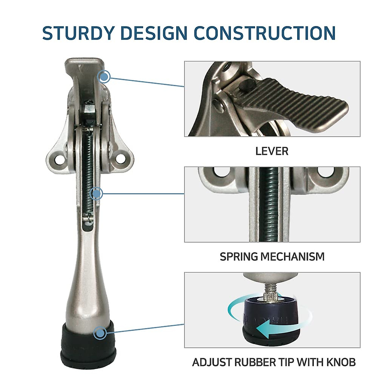 One Touch Kickdown Door Stopper, Door Holder, Heavy Duty Door Stops, Bottom of Door, Height-Adjustable Rubber Tips by HASHI (Antique Bronze 6 inch x 1pack)