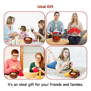 Wooden Yarn Bowl, 6" x 3" Knitting Yarn Bowl with Holes, Handmade Rounded Edge Yarn for Crocheting, Yarn Storage Bowl Holder for DIY Knitting, Knitting and Crochet Supplies