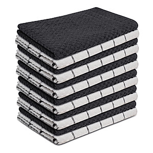 ZOYER 12 Pack Kitchen Towels & Dishcloths Sets -100% Cotton Dish Towels for Kitchen -15x25 inches Dish Cloths for Kitchen-Hand Towels for Kitchen-Highly Absorbent Dish Towels for Drying Dishes